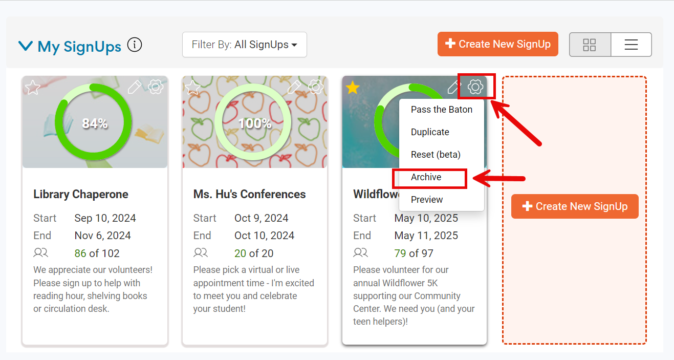 How do I archive or delete an activity / SignUp sheet? – SignUp.com